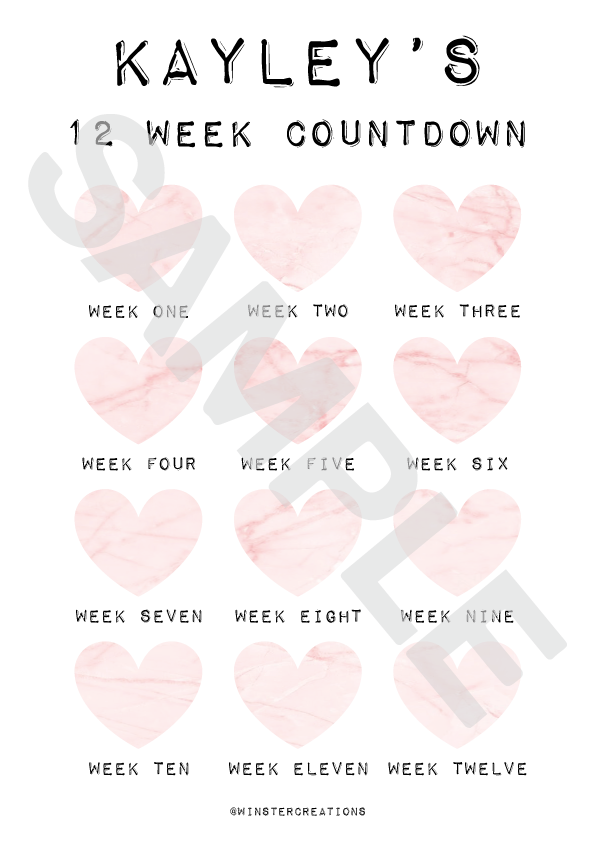 Personalised A4 Any Name 12 Week Countdown Weight Loss Chart Tracker P ...