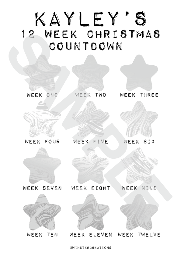 Personalised A4 Any Name 12 Week Countdown Christmas Weight Loss Chart ...